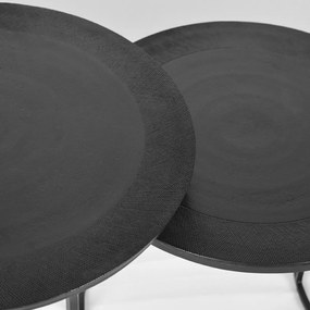 LABEL51 Set 3 černých kovových konferenčních stolků Trid