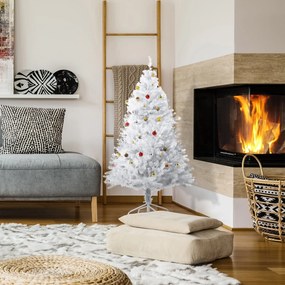 Aosom Umělý vánoční stromek 150 cm, umělá jedle s koulemi, zvonky, bubny, dárkovými krabičkami, vánoční stromek s 680 špičkami, 12 šiškami, vánoční d…
