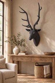 Černá veliká nástěnná hlava jelena Deer z polyresinu XL – 57*38*103 cm