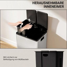 HOMCOM Dvojitý Koš na Odpady do Kuchyně, 2 x 28L, Nerezový Pedálový Koš, 2 Tichá Kryty, Odnímatelné Vnitřní Kbelíky, Ochrana proti Otiskům prstů 45.8…