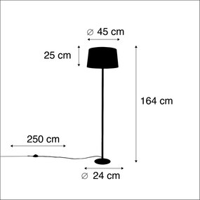 Stojací lampa černá s lněným stínítkem tmavě šedá 45 cm - Simplo