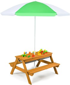 Costway 3-in-1 Venkovní piknikový stůl na vodu a písek s hracími