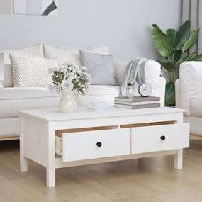 Konferenční stolek bílý 100x50x40 cm masivní borové dřevo - Default Title