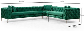 Designová rohová sedačka Rococo zelená - levá