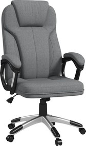 Kancelářská židle Vinsetto - ergonomická otočná židle s nastavitelnou výškou, houpací funkcí, opěrkou hlavy a polstrovanými područkami, šedá lněná, 66