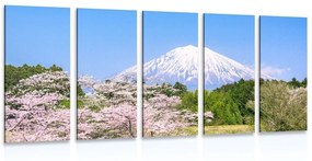 5-dílný obraz sopka Fuji - 200x100 cm