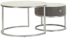 Sada konferenčních stolků Laquinta 70 cm šedá / stříbrná
