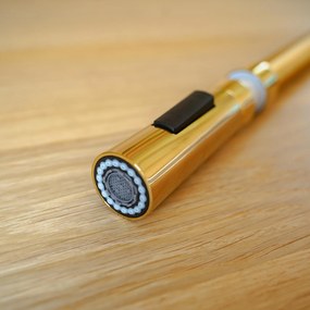 Gamma Mega, vysoká kuchyňská baterie s elastickým ramenem a sprškou, zlatá lesklá, GMA-BFL-GD