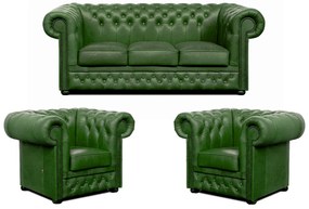 FN Sedací souprava Chesterfield Lord 3+1+1 kůže zelená