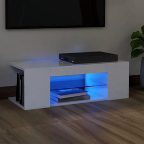 TV skříňka s LED osvětlením bílá s vysokým leskem 90x39x30 cm - Default Title