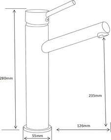 Mexen ERI - Vysoká umyvadlová baterie, Chromová, 74210-00