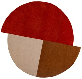 Ručně tkaný vlněný kulatý koberec v cihlové barvě ø 150 cm Mia Segment – Flair Rugs