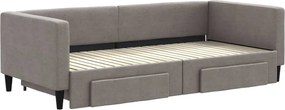 Válenda s přistýlkou a zásuvkami taupe 90 x 200 cm textil 3196617