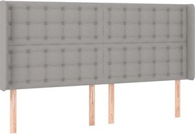 Čelo postele s LED světle šedé 203x16x118/128 cm textil 3124504