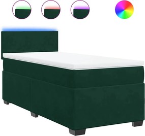 Box spring postel s matrací tmavě zelená 90x200 cm samet 3288507