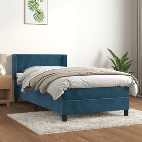 Box spring postel s matrací tmavě modrá 100x200 cm samet 3130827