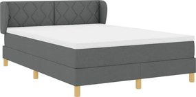 Postel s boxspringem s čelo Tmavě šedá 140 x 200 cm textil 3340277