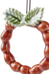 KÄHLER Porcelánová vánoční ozdoba Christmas Tales Wreath 7 cm, červená barva, porcelán