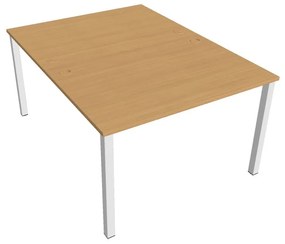 Dvojstůl pracovní rovný 120×160 cm - Hobis Uni USD 1200 Dekor stolové desky: buk, Barva nohou: bílá