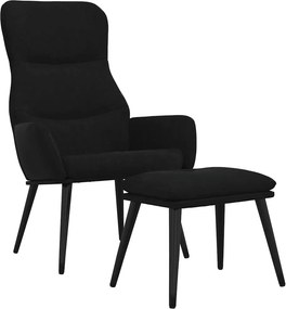 Relaxační křeslo se stoličkou černé textil 3097435