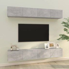 Nástěnné TV skříňky 4 ks betonově šedé 100 x 30 x 30 cm 3114193