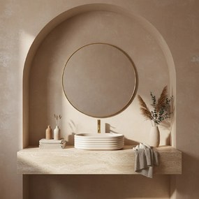 Rea Nicoletta, umyvadlo na desku 500x360x140 mm, béžová-imitace kamene, REA-U7346