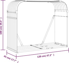 vidaXL Stojan na dřevo 120 x 45 x 100 cm pozinkovaná ocel [364553] Barva: Hnědá