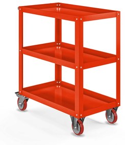 Dílenský vozík s policemi na nářadí HUGO, 700 x 816 x 400 mm, červený