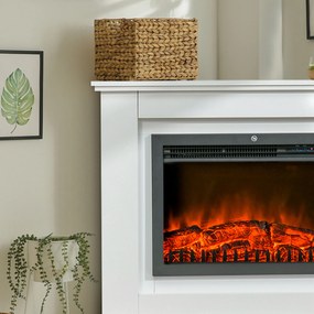 HOMCOM Elektrický krb, 3D LED plameny, dálkové ovládání, časovač, MDF, bílý