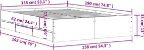 vidaXL Rám postele se zásuvkami 135 x 190 cm kompozit [3207308] Barva: šedá sonoma