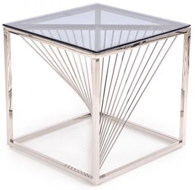 Konferenční stolek- INFINITY SQUARE- Rám - stříbrná/ Sklo - kouřové