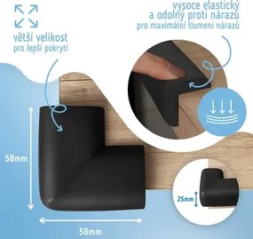 Sipo Ochrana rohů a hran, pěnová, sada 4 ks, ČERNÁ