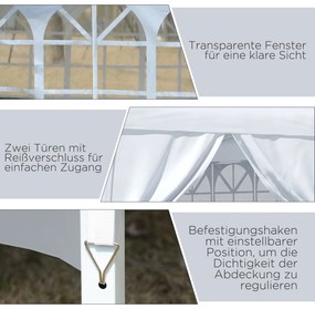 Outsunny Pavilon HOMCOM 3x3 m se 4 bočními stěnami a okny, UV ochrana, včetně přenosné tašky, ocel a tkanina Oxford, bílá | šedá