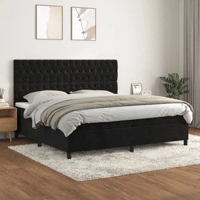 Box spring postel s matrací černá 200x200 cm samet 3143225