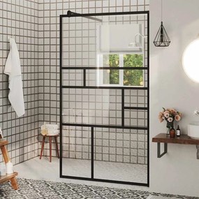 Zástěna do průchozí sprchy čiré ESG sklo 90 x 195 cm černá 150753