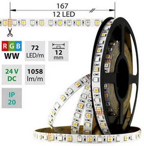 LED pásek McLED 24V RGBW WW teplá bílá 12mm IP20 17,3W/m ML-128.633.60.0 (5m)