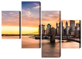 Vícedílný obraz Panorama Brooklynského Mostu Při Západu Slunce Nedostatek Nedostatek Plátno Canvas 120x75