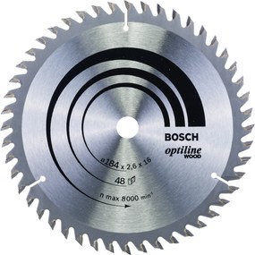 BOSCH Pilový kotouč Optiline Wood 184 x 16 x 2,6 mm, 36 2608640818 Dostupné varianty: Pilový kotouč Bosch Optiline Wood 184x16 mm/48z.