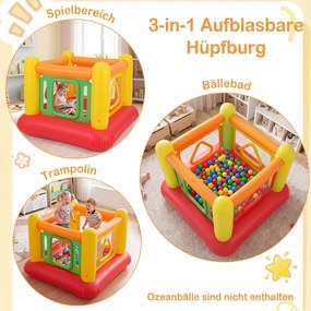 Costway Nafukovací skákací hrad 3 v 1 hrací hrad míčové hřiště a ohrádka