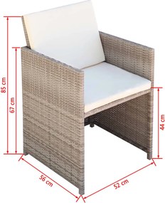 vidaXL Marketos 11dílný zahradní jídelní set s poduškami polyratan béžový