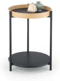 Odkládací stolek Rolo černý/přírodní dub
