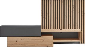 XXXLutz OBÝVACÍ STĚNA šedá, dub artisan Carryhome - Kompletní obývací stěny - 000687062601