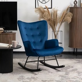 Designové houpací křeslo Tromsö námořnická modrá velur