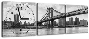 Gario Obraz s hodinami Brooklyn New York - 3 dílný Rozměry: 90 x 70 cm
