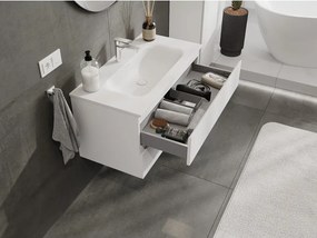 Mexen Orio, koupelnová skříňka 90 cm s umyvadlem Vela, 2 zásuvky, bílá matná, 91A10-09047-2-BFF01-W23M01