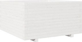 Zahradní truhlík bílý 90 x 90 x 49,5 cm masivní borové dřevo 3282535