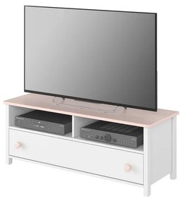 TV stolek Luna LN13, Barva: bílá / bílá + růžová