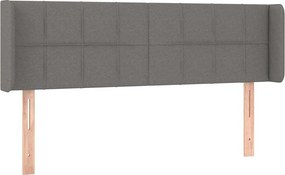 Čelo postele s LED tmavě šedé 147 x 16 x 78/88 cm textil 3123235