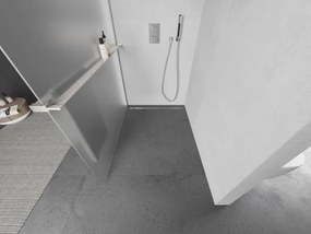 Mexen Kioto+ L, sprchová zástěna Walk-In s poličkou a věšákem 90 x 200 cm, 8mm sklo námraza, broušená ocel profil, 800-090-123-97-30