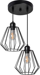 Toolight, Závěsné stropní svítidlo s dvojitým kovovým podkrovím 392196, černá, OSW-04002